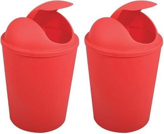 MSV AKO M&uuml;lleimer 5,5 l mit rotem Klappdeckel, Rot, 5,5 l (Packung mit 2)