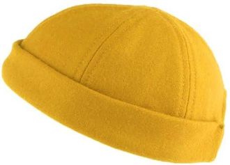 Nyls Cr&eacute;ation Bonnet Docker Jaune en Laine L&eacute;on Montane - Taille Unique - Jaune