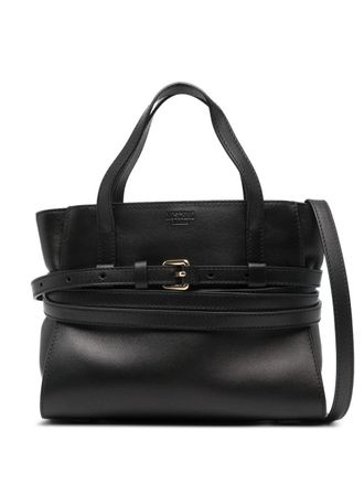 Moschino Womens Tie Me Small Tote Black Calfskin Handbags Hand Bags