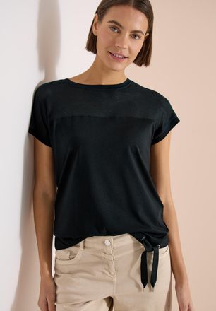 Cecil T-Shirt CECIL, Damen, Gr. XL (44), palm breeze gr&uuml;n, Jersey, Obermaterial: 50% Baumwolle, 50% Modal, normal h&uuml;ftbedeckend, U-Boot-Ausschnitt, angeschn