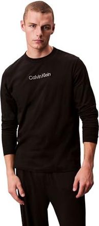 Calvin Klein T-Shirt Manches Longues Homme Crew Neck Col Ras-du-Cou, Noir (Black), L