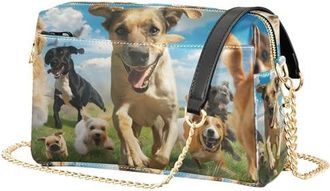 Mnsruu Sacs à bandoulière pour femme, sac à main en cuir avec chien de course