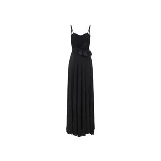 Elisabetta Franchi Schwarzes Abendkleid mit floraler Stickerei - - Dresses - Damen - Schwarzk - M