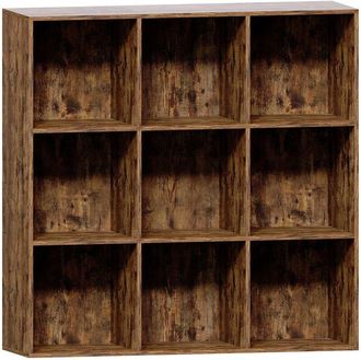 Home Discount Durham 9 Würfel Bücherregal Holz Display Lagerregal Stehendes Regal, Dunkelholz-ohne-Körbe