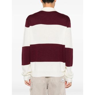 A.P.C. Striped Virgin Wool Polo Sweater - White