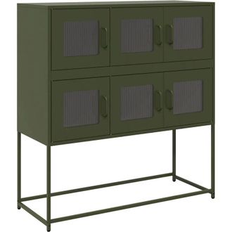 vidaXL Sideboard Olivgr&uuml;n 100,5x39x107 cm Kaltgewalzter Stahl - Vidaxl