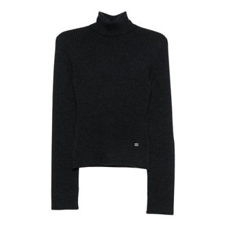 Ganni Gerippter Rollkragenpullover - - Knitwear - Damen - Schwarzk - S