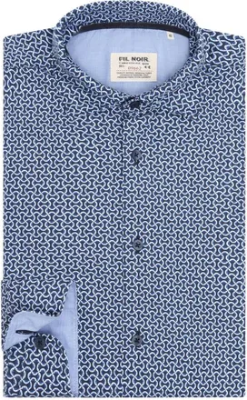 Fil Noir Gemustertes Casual-Hemd mit Kentkragen, Shaped Fit in