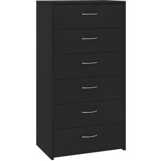 vidaXL Sideboard mit 6 Schubladen Schwarz 50x34x96 cm Holzwerkstoff Vidaxl