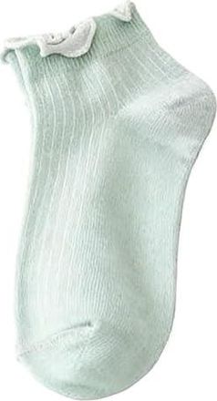 Generico 5 paires de chaussettes &agrave; volants, chaussettes &agrave; coupe basse douce couleur unie pour femme, 5 pairs-green, Taille Unique