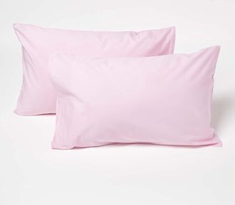 Homescapes 2er-Set Kinder-Kissenbez&uuml;ge 40x60 cm rosa, Perkal Kissenh&uuml;llen 100% &auml;gyptische Baumwolle, Fadendichte 200