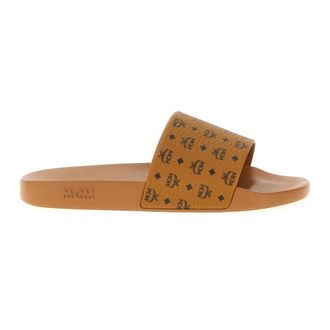 MCM Monogramm-Print Gummi-Slides - - Shoes - Herren - Braun - 45 EU