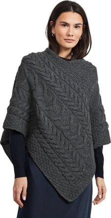 Aran Woollen Mills Superweicher Stilvoll Poncho aus 100% Merinowolle (Schiefergrau)