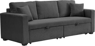 Best Mobilier Cyrus - canap&eacute; droit 3 places convertible en velours c&ocirc;tel&eacute;