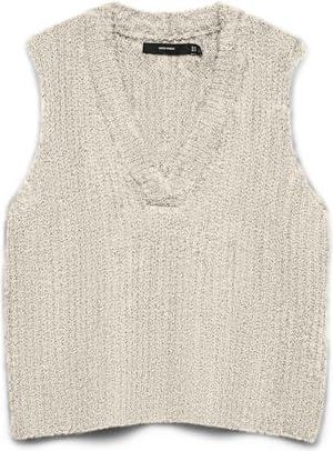 Vero Moda Vmnovah Rib SL V-Neck Vest Noos, Bouleau, XS Femme