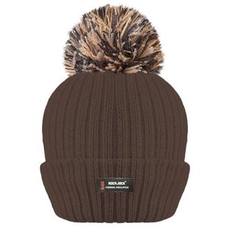 RockJock Bonnet dhiver c&ocirc;tel&eacute; &agrave; pompons pour femme avec isolation thermique avanc&eacute;e R40, chocolat, Taille unique