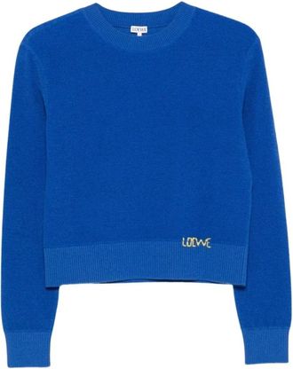 Loewe Logo-Stickerei Wollpullover - - Knitwear - Damen - Blau - L