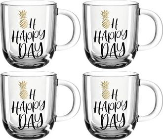 Leonardo Tasse EMOZIONE 4er-Set 400 ml-OH HAPPY DAY, 046412, Glas, Transparent