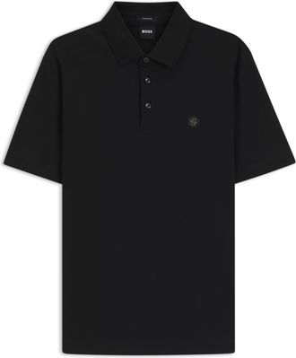 BOSS Herren C-Parris 01 Poloshirt aus merzerisierter Baumwolle mit Double-B-Monogramm Schwarz001 L