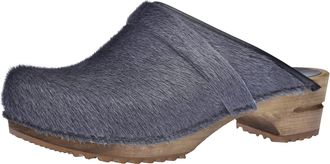 Sanita Casper offener Clog | Original handgemacht | Leder-Holzclogs für Männer | Nachhaltige Sohle | Dunkelgrau | 42 EU