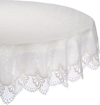 Plauener Spitze 3086E_14_180 Tischdecke Nizza E, Größe 180 cm, rund