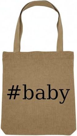 Fabulous Sac Shopping Tote Bag Aspect Lin - Hashtag Baby Internet Meme Social Media - Sac de Courses Toile Epaisse 360g Beige Naturel Cabas Port&eacute; Epaule Solide