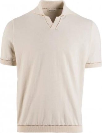 Phil Petter Homme, Tops, Beige, Taille: L Polo sans boutons avec surpiq&ucirc;res ornementales