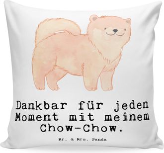 Mr. & Mrs. Panda Zierkissen Chow-Chow Moment - Geschenk, Asiatischer Spitz, Hundebesitzer, Kissenh&uuml;lle 40x40, Hund, Sofakissen, Couchkissen, Kissen
