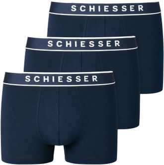 Schiesser Boxer SCHIESSER 95/5, Herren, Gr. 10, blau (803, dunkelblau), Single Jersey, Obermaterial: 95% Baumwolle, 5% Elasthan, unifarben mit Farbeinsatz, eng,