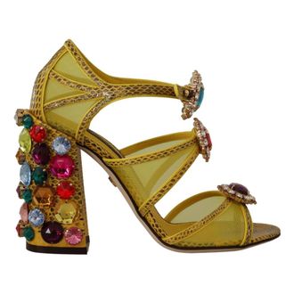 Dolce & Gabbana High Heel Sandalen mit mehrfarbigen Kristallen - - Shoes - Damen - Gelb - 36 EU