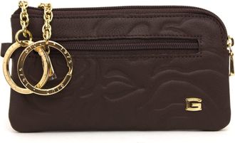 Giudi Schlüsselmäppchen Schlüsseletui Leder Damen Blumen-Muster Mit Münzfach Auto-Schlüsseltasche Schlüsselanhänger Keyring Reißverschluss Hochwertig Ökoled