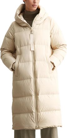 Marc O'Polo Damen Daunenmantel mit Stehkragen wasserabweisend, Cremefarben (Stony Sand), 44