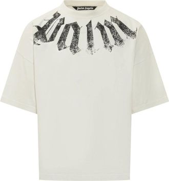 Palm Angels Homme, Tops, Blanc, Taille: S Neck Logo Loose Tee