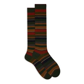 Gallo Gallo, Homme, Sous-vêtements, Multicolore, Taille: M Chaussettes longues vertes pour hommes à rayures multicolores
