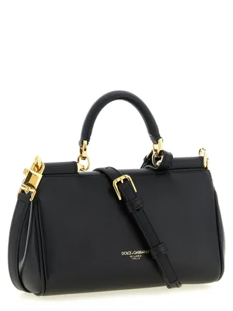 Dolce & Gabbana Womens Top Handle Bag Black Calf Leather Pvc
