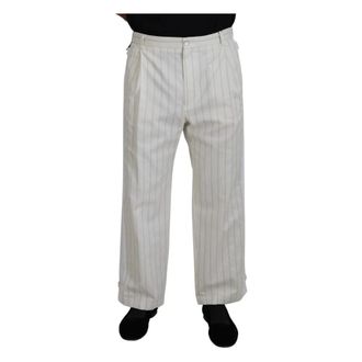 Dolce & Gabbana Baumwollformhose mit Streifen - - Trousers - Herren - Wei&szlig; - XS