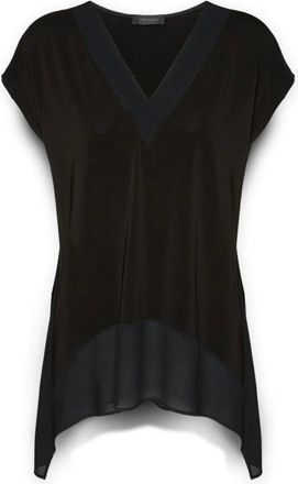 Elena Miro Femme, Blouses et Chemises, Noir, Taille: 38 FR T-shirt long avec pointes en bas
