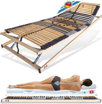 Matratzen Perfekt 7-Zonen Lattenrost 70x200 cm 42 Leisten 8,5 cm hoch H&auml;rtegrad-Regulierun bis 200 kg belastbar manuell verstellbar Made in Germany