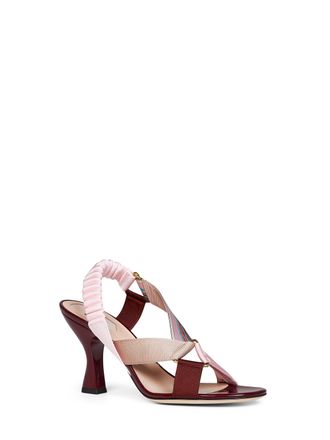 Fendi Womens Sandals Colibr&igrave; Iconic Burgundy Leather Multicolour Viscose
