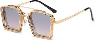 Generic Lunettes de soleil carrées en métal rétro punk pour hommes et femmes 2025 (couleur : F, taille : moyen), C, Taille unique