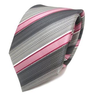TigerTie cravate en soie rosé rouge gris argent anthracite rayé - cravate en soie