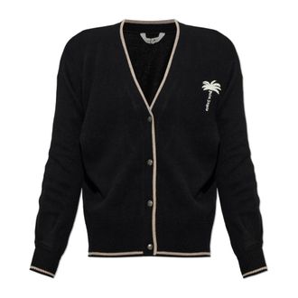 Palm Angels Woll Cardigan mit gesticktem Logo - - Knitwear - Herren - Schwarzk - XS