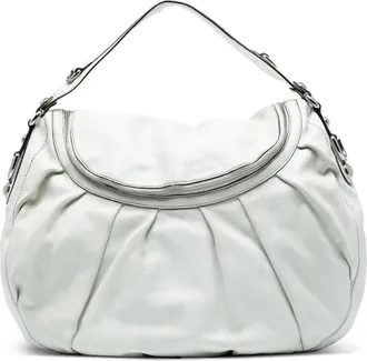 Gucci 2016-2025 mittelgroße Icon Bit Satchel-Tasche aus gekörntem Kalbsleder - Weiß