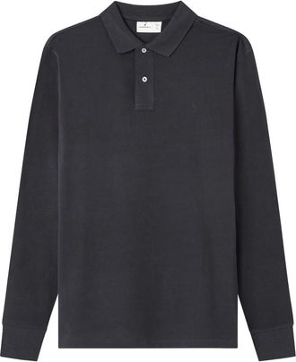 Springfield Herren Basic Polo L/S with Tree Embroidery Poloshirt, blau, X-Large