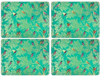 Sara Miller Portmeirion Pimpernel Sara Miller Tischsets mit grünen Vögeln, 4 Stück