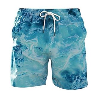 Generic Short de bain pour homme avec poches - S&eacute;chage rapide - Taille haute - R&eacute;glable, bleu, 3XL