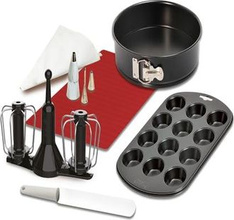 Moulinex XF389010 Kit P&acirc;tisserie pour Robot Cuisine Companion 6 Accessoires Fouet Moules &agrave; Manqu&eacute; et &agrave; Muffins Set de Poches &agrave; Douilles Tapis Silicone Spatule 