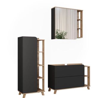 Vicco Badm&ouml;bel-Set Karen, Sonoma/Anthrazit, 3 Teile
