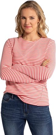 GINA LAURA Gina Laura Damen Streifen Kontrast Kn&ouml;pfen Sweatshirt, Hellrosa, S