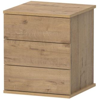 PEGANE Table de nuit, table de chevet de 3 tiroirs coloris Ch&ecirc;ne dor&eacute; - Longueur 41 x Profondeur 40 x Hauteur 48,5 cm